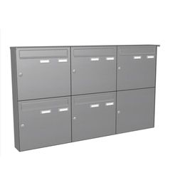 Renz HUBER Aufputzbriefkastenanlage in Edelstahl 4-fach mit 2ten Namensschild & Soft Close