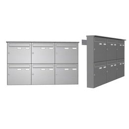 Renz ONZO Aufputzbriefkastenanlage in Edelstahl 6-fach mit 2ten Namensschild & Soft Close