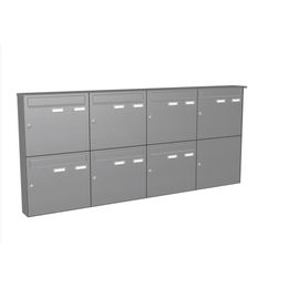 HUBER Aufputzbriefkastenanlage in Edelstahl 7-fach mit 2ten Namensschild & Soft Close