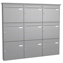 Renz ONZO Aufputzbriefkastenanlage in Edelstahl 9-fach mit Soft Close