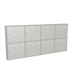 HUBER Aufputzbriefkastenanlage in Edelstahl 8-fach mit 2ten Namensschild & Soft Close