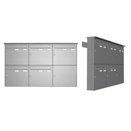 Renz ONZO Aufputzbriefkastenanlage in Edelstahl 5-fach mit 2ten Namensschild & Soft Close