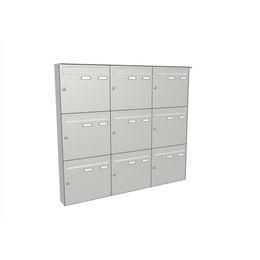 HUBER Aufputzbriefkastenanlage in Edelstahl 9-fach mit 2ten Namensschild & Soft Close