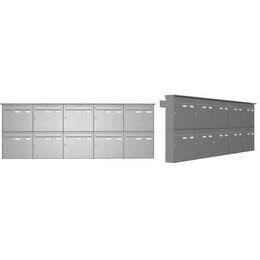 Renz ONZO Aufputzbriefkastenanlage in Edelstahl 10-fach mit 2ten Namensschild & Soft Close