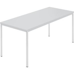 Rechtecktisch, Vierkantrohr beschichtet, BxT 1600 x 800 mm, grau / grau kaiserkraft
