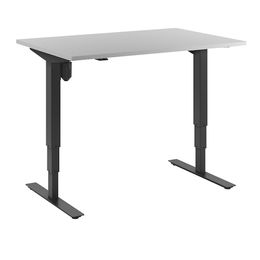 Schreibtisch Atlanta, elektrisch h&ouml;henverstellbar, gerade, BxT 1200 x 800 mm, lichtgrau/schwarz kaiserkraft