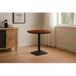 Bistrotisch BRASILIA 80 / Akazie nussbaumfarben / 80x80 / S&auml;ulen-Gestell eckig Schwarz