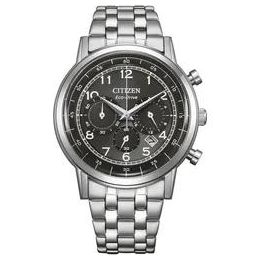 Chronograph Citizen, silber (silberfarben, schwarz), Armbanduhren, Herren, Chronograph, Armbanduhr, Solar, Herrenuhr, Edelstahlarmband, Datum, Stoppfunktion