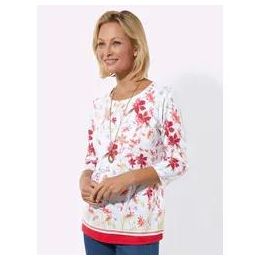 3/4-Arm-Shirt Classic Basics "Rundhals-Shirt", Damen, Gr. 48, erdbeere, eucalyptus, bedruckt, 100% Baumwolle, gebl&uuml;mt, gemustert, mehrfarbig, Rundhals, Shirts 3/4-Arm-Shirt