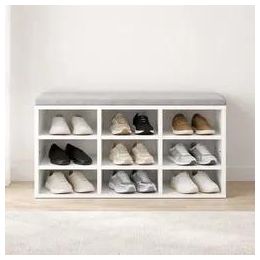 Schuhbank OTTO HOME "Schuchschrank 80, Schuhregal, Schuhtruhe, Schuhkommode, Sitzbank", wei&szlig;, wei&szlig;, B:80cm H:50cm T:30cm, Polyester, Spanplatte, Sitzb&auml;nke, Schuhbank, mit bequemer, abnehmbarer Sitzauflage