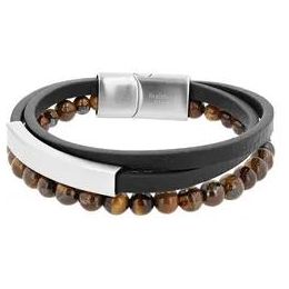 Adelia&acute;s Armband ADELIA ́S "Herren Armband aus Leder mit Tigerauge 21 cm", schwarz, Armb&auml;nder, Herren, 21cm, Leder, Armband, Ideal als Geschenk f&uuml;r besondere Anl&auml;sse