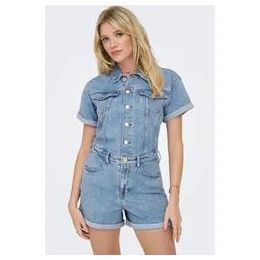 Playsuit Only "ONLCASTEL S/S DNM PLAYSUIT AZG NOOS", Damen, Gr. M, N-Gr, light blau denim, Denim/Jeans, Obermaterial: 99% Baumwolle, 1% Elasthan, unifarben, regular fit kurz, Overalls, Baumwollmischung, Denim, regular fit