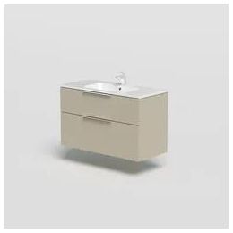 Waschtisch Welltime "Ahus", grau (taupe), B:101cm H:61,8cm T:46cm, FSC-zertifizierter Holzwerkstoff, Waschtische, Waschtisch, mit Soft-Close-Funktion, Vollausz&uuml;ge, inkl. Waschbecken Breite 100 cm