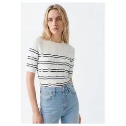 Strickpullover Mavi "SHORT SLEEVE TRICOT", Damen, Gr. S, peacoat stripe, Stoff, 90% Baumwolle, 10% Polyester, k&ouml;rpernah normal, Rundhals, normaler Saum, Pullover Strickpullover, Top Strick