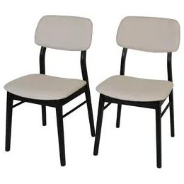 Esszimmerstuhl Jahnke "JOY SIT DUO", sanftes wei&szlig;, schwarz, schwarz, sanftes wei&szlig;, B:45cm H:85cm T:53cm, Massivholz, St&uuml;hle, Esszimmerstuhl, Esszimmerstuhl (2er Set), Massivholz, Boucle-Stoff,bis 110kg belastbar