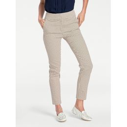 Heine Witt Damen R&ouml;hrenhose mit Druck-Dessin, camel-wei&szlig;, Gr&ouml;&szlig;e 17
