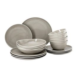Rosenthal Kombiservice Junto, Grau, Keramik, 16-teilig, 620 ml, 31.7x28.1x32 cm, DIN EN ISO 14001, DIN EN ISO 9001, Essen & Trinken, Geschirr, Geschirr-Sets, Kombiservice