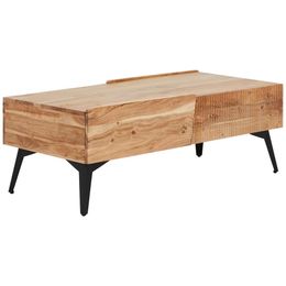 Livetastic Couchtisch, Schwarz, Akazie, Holz, Metall, Akazie, vollmassiv, Holz, 2 Schublade(n) Schubladen, rechteckig, konisch, 55x40x115 cm, Wohnzimmer, Wohnzimmertische, Couchtische
