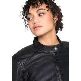 sheego Damen Lederjacke im Biker-Stil, schwarz, Gr&ouml;&szlig;e 54