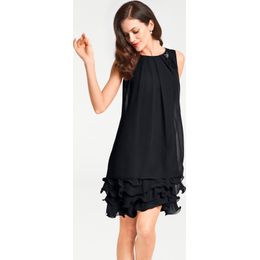 Heine Damen Cocktailkleid mit R&uuml;schen am Saum schwarz Gr&ouml;&szlig;e 40