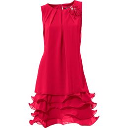 Heine Damen Cocktailkleid mit R&uuml;schen am Saum rot Gr&ouml;&szlig;e 44