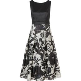 Heine Damen A-Linien-Kleid in Jacquard-Qualit&auml;t schwarz-champagner-bedruckt Gr&ouml;&szlig;e 38