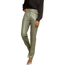 CR&Eacute;ATION L Damen Lederimitathose mit goldfarbigen Schmuckn&ouml;pfen khaki Gr&ouml;&szlig;e 23