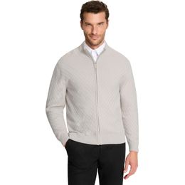 Marco Donati Herren Strickjacke mit verdecktem Rei&szlig;verschluss hellgrau Gr&ouml;&szlig;e 48