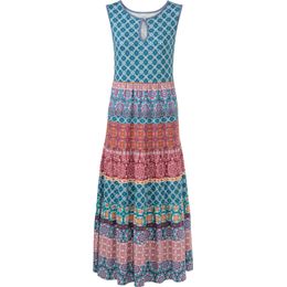 CR&Eacute;ATION L Damen Stufenkleid mit Ornament-Druck jeansblau-kirsche-bedruckt Gr&ouml;&szlig;e 36