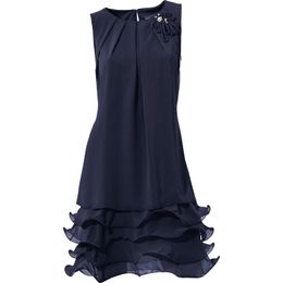 Heine Damen Cocktailkleid mit R&uuml;schen am Saum nachtblau Gr&ouml;&szlig;e 46