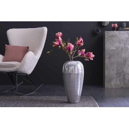 Riess Ambiente Elegante Vase ORIENTAL 50cm silber im Wild Hammerschlag Design Riess-Ambiente oval Glamour Orientalisch Shabby
