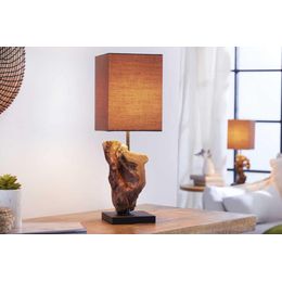 Riess Ambiente Handgearbeitete Treibholz Tischlampe HYPNOTIC 45cm braun mit Leinenschirm Riess-Ambiente Natur Rustikal Maritim
