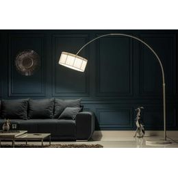 Riess Ambiente Design Bogenlampe EXTENSO 230cm wei&szlig; Stehlampe mit wei&szlig;em Marmorfu&szlig; Riess-Ambiente Modern