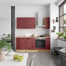 Nobilia K&uuml;chenblock Easytouch Low m. Ger&auml;ten Dunkelrot