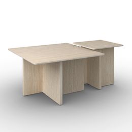 Couchtisch Lucca Creme MDf/Kunststein 2-er Set