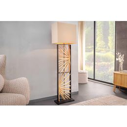 Riess Ambiente Handgefertigte Stehlampe EUPHORIA 165cm natur Longanholz beige mit Lampenschirm Riess-Ambiente