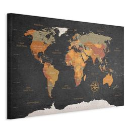 Artgeist Leinwandbild World Map Secrets of the Earth Grau/Hellbraun