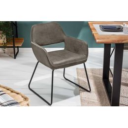 Riess Ambiente Design Stuhl MUSTANG antik taupe Microfaser mit Armlehne Polsterstuhl Riess-Ambiente Esszimmerstuhl K&uuml;chenstuhl Industrie & Loft Retro