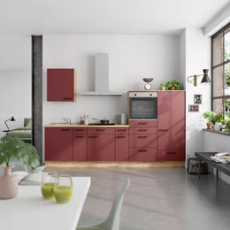 Nobilia K&uuml;chenblock Easytouch Low m. Ger&auml;ten Dunkelrot