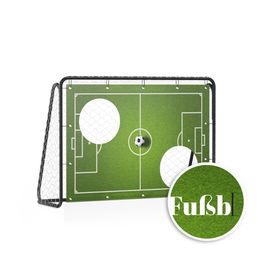 Torwand "Fu&szlig;ballfeld&ldquo; personalisierbar | mit Wunschtext | inkl. Tor & Tornetz | 200 x 142 cm | Werbeartikel f&uuml;r WM & EM | Eventausstattung gestalten