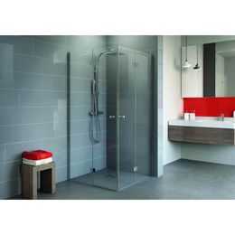 Schulte Eckdusche mit Drehfaltt&uuml;r 'Alexa Style 2.0' teilgerahmt, aluminiumfarben, 80 x 192 x 80 cm