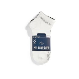 CAMP DAVID Sneakersocken, 3er Pack - versch. Farben und Gr&ouml;&szlig;en - schwarz/wei&szlig;/grau, Gr.43/46