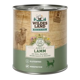 Wildes Land Hundenassfutter 'Lamm mit Reis, Zucchini, Wildkr&auml;utern und Distel&ouml;l' Adult 800 g
