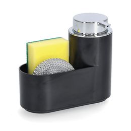 zeller Sp&uuml;lmittelspender-Set Kunststoff schwarz 3-teilig