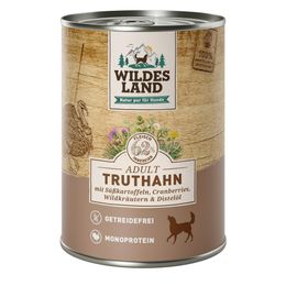 Hundenassfutter 'Truthahn mit S&uuml;&szlig;kartoffel, Cranberries, Wildkr&auml;utern und Distel&ouml;l' Adult 400 g