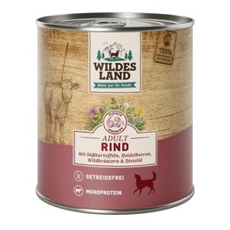 Wildes Land Hundenassfutter 'Rind mit S&uuml;&szlig;kartoffeln, Heidelbeeren, Wildkr&auml;utern und Distel&ouml;l' Adult 800 g