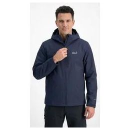Regenjacke Jack Wolfskin "OUTROVERT 2L JKT M", Herren, Gr. L (52), midnight sky, Web, Obermaterial: 100% Polyester. Futter: 100% Polyester, unifarben, Basic normal, mit verstellbarem Klettverschluss, Jacken Regenjacke, wasserdicht, atmungsaktiv, &Uuml;bergangsjacke