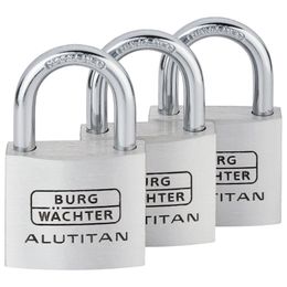 Burg W&auml;chter Burg-W&auml;chter Zylinder-Vorh&auml;ngschl&ouml;sser Trio 'Alutitan 770 40 SB' aluminiumfarben 4 cm