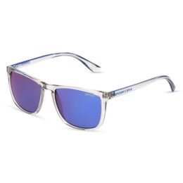 Superdry SHOCKWAVE | Unisex-Sonnenbrille | Fassung: Vollrand, Quadratisch, Kunststoff, Grau Transparent | Glasfarbe: Grau