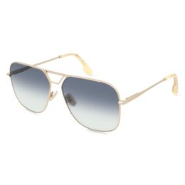 Victoria Beckham VB217S | Unisex-Sonnenbrille | Fassung: Vollrand, Pilot, Metall, Gold | Glasfarbe: Blau Verlaufend